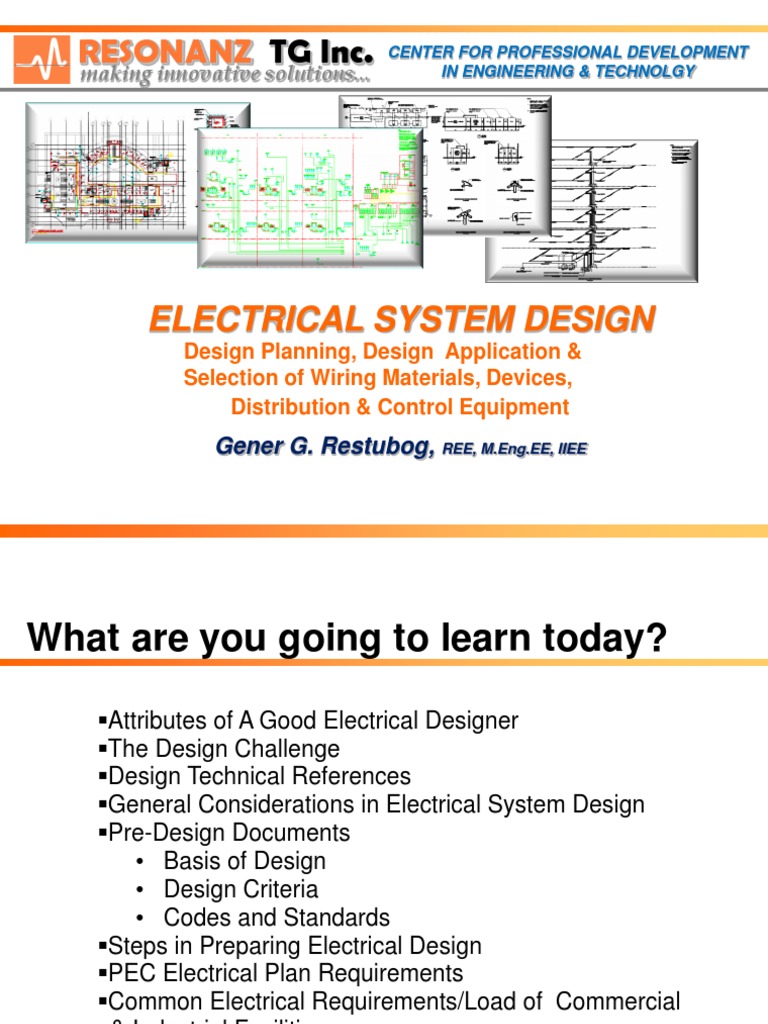 Electrical System Design - Lec 1 | PDF | Safety | Specification ...