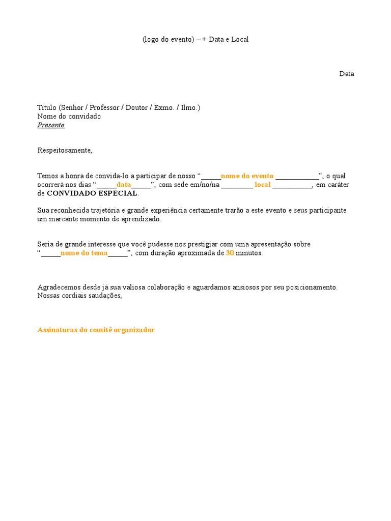 Modelo De Convite Formal Modelos De Convites Formais Gratuitos