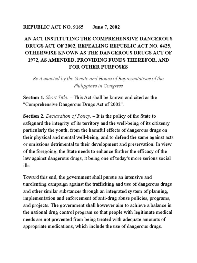 Republic Act - 9165 | PDF