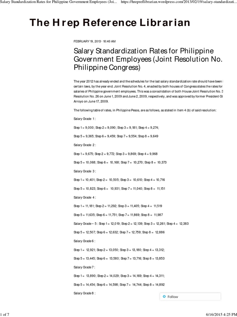Philippine Government Salary Grades | PDF | Inspector | Sergeant