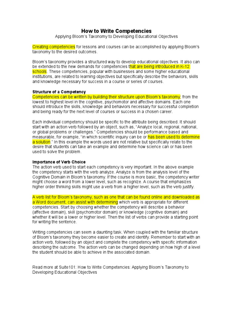 How To Write Competences | PDF | Competence (Human Resources ...