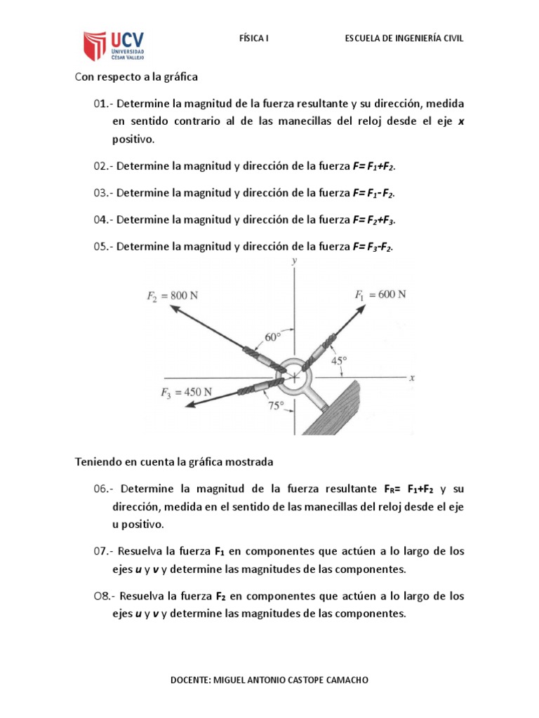 Ejercicios Vectores | Descargar gratis PDF | Vector Euclidiano | Fuerza