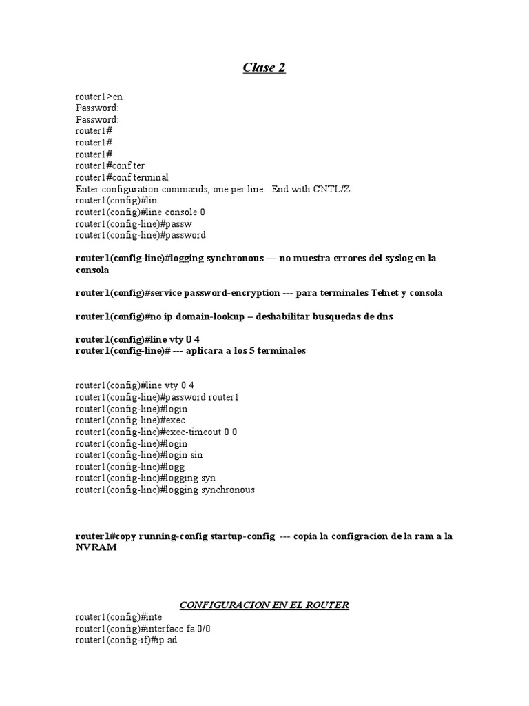 Clase 2: Configuracion en El Router | PDF | Internet Standards ...