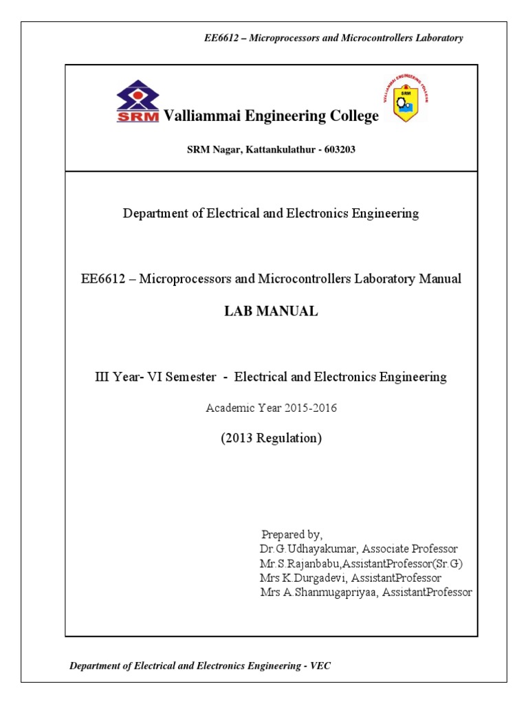 Microprocessor And Microcontroller Lab Manual - intensiveavatar