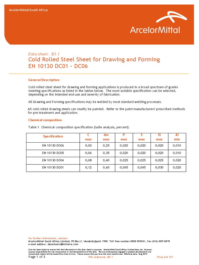 EN 10130.pdf | Strength Of Materials | Yield (Engineering)