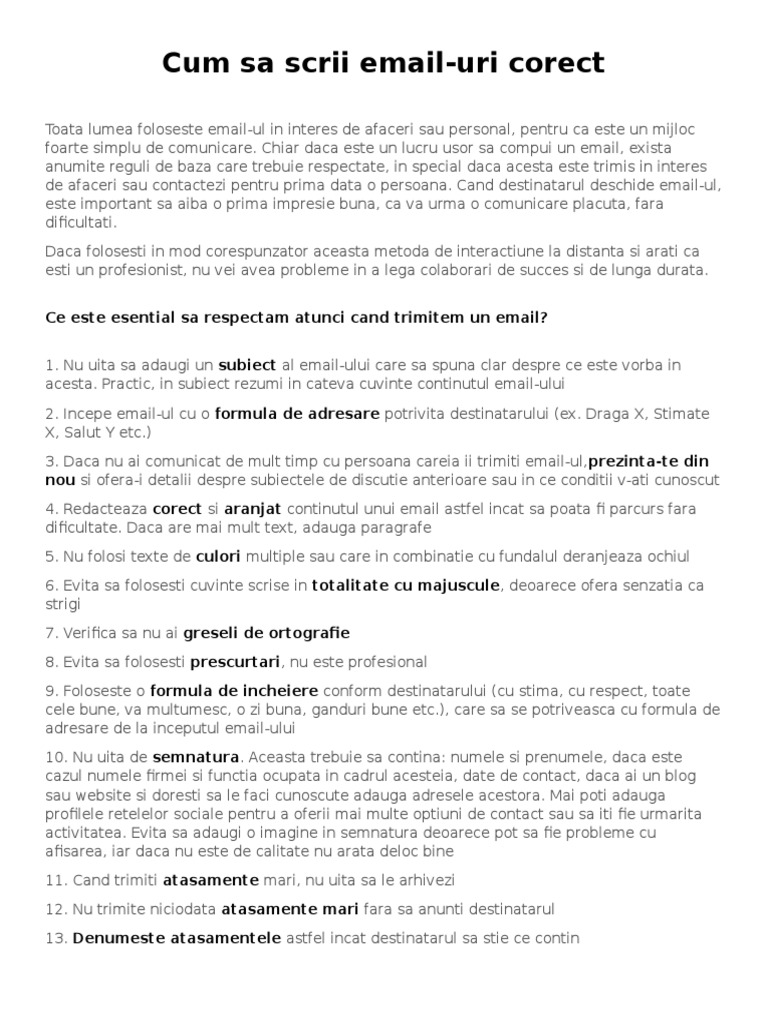 1 Cum Sa Scrii Un Email