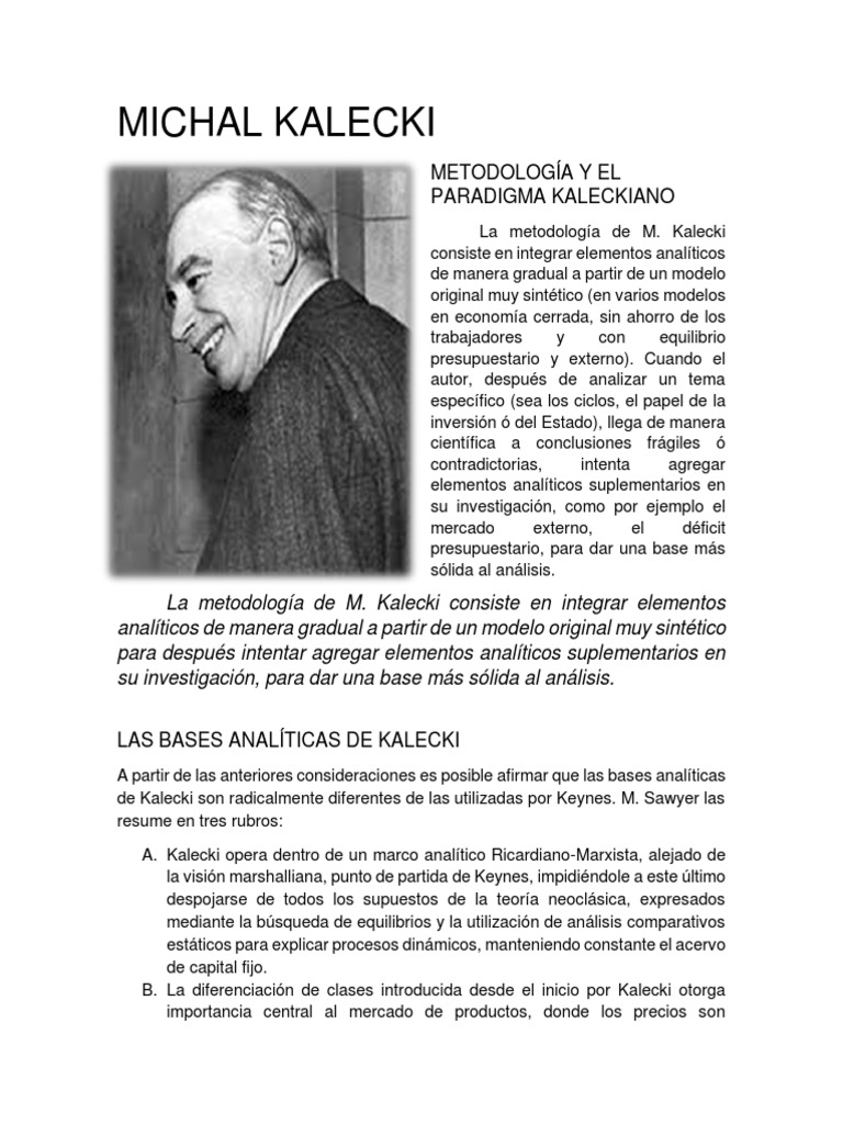 MICHAL KALECKI.pdf | Beneficio (economía) | Ciclo comercial | Prueba ...
