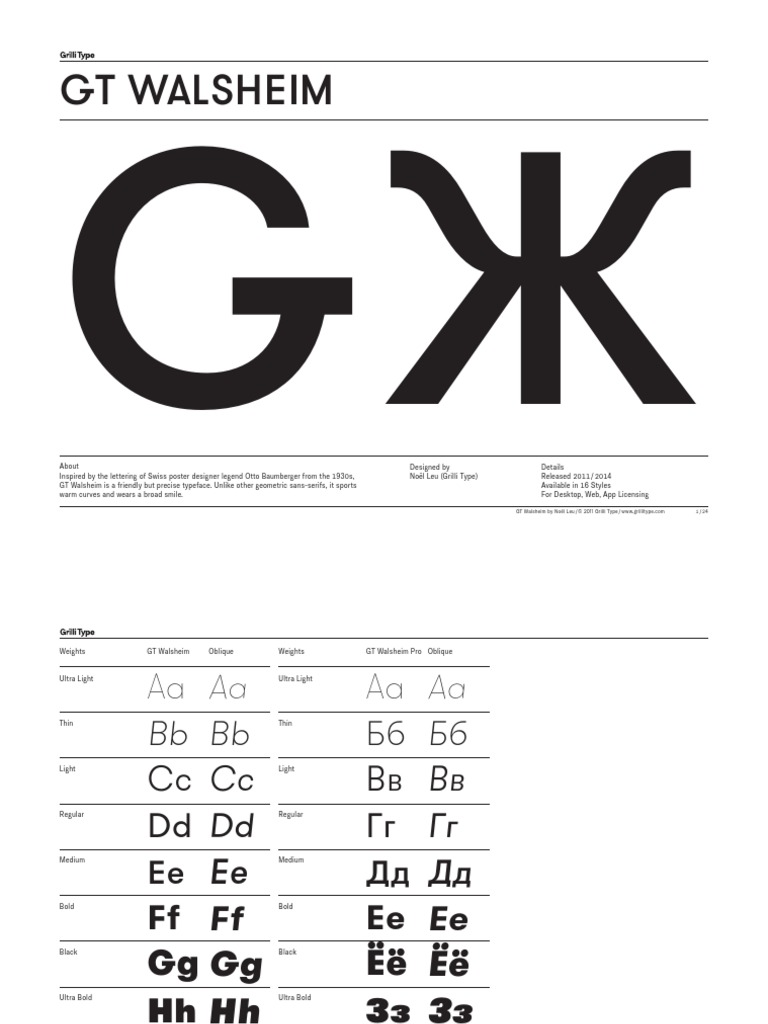 GT Walsheim Font Family at Specimen | PDF | Typefaces | Typography
