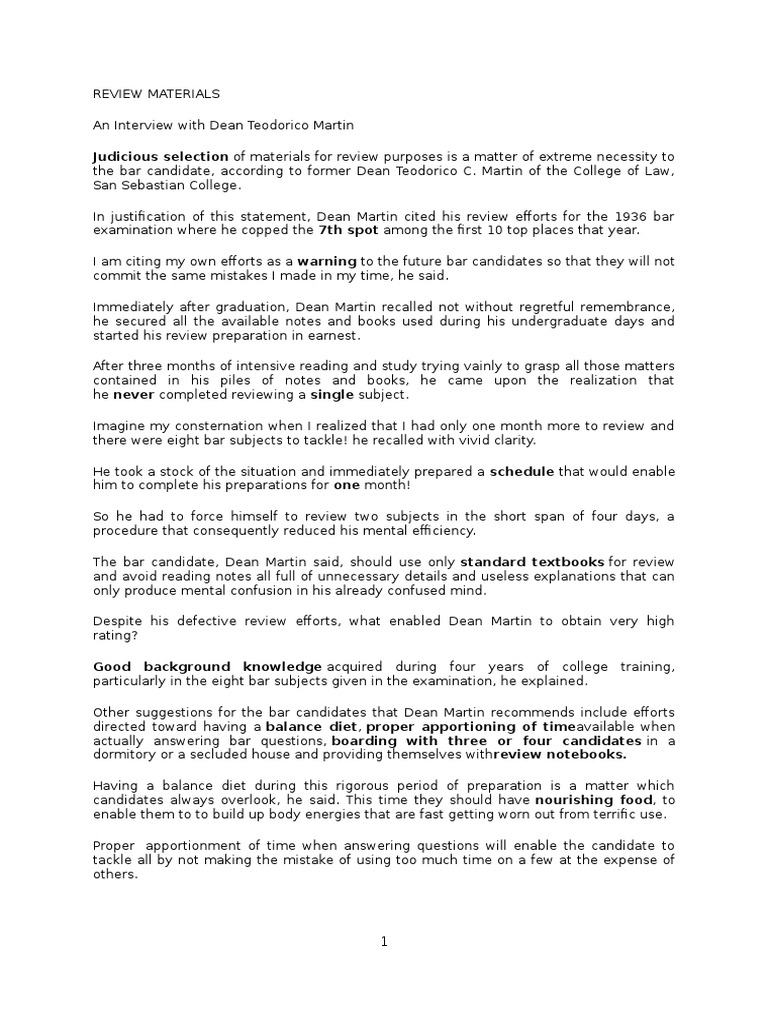 Bar Review Materials-Tips | PDF | Textbook | Test (Assessment)