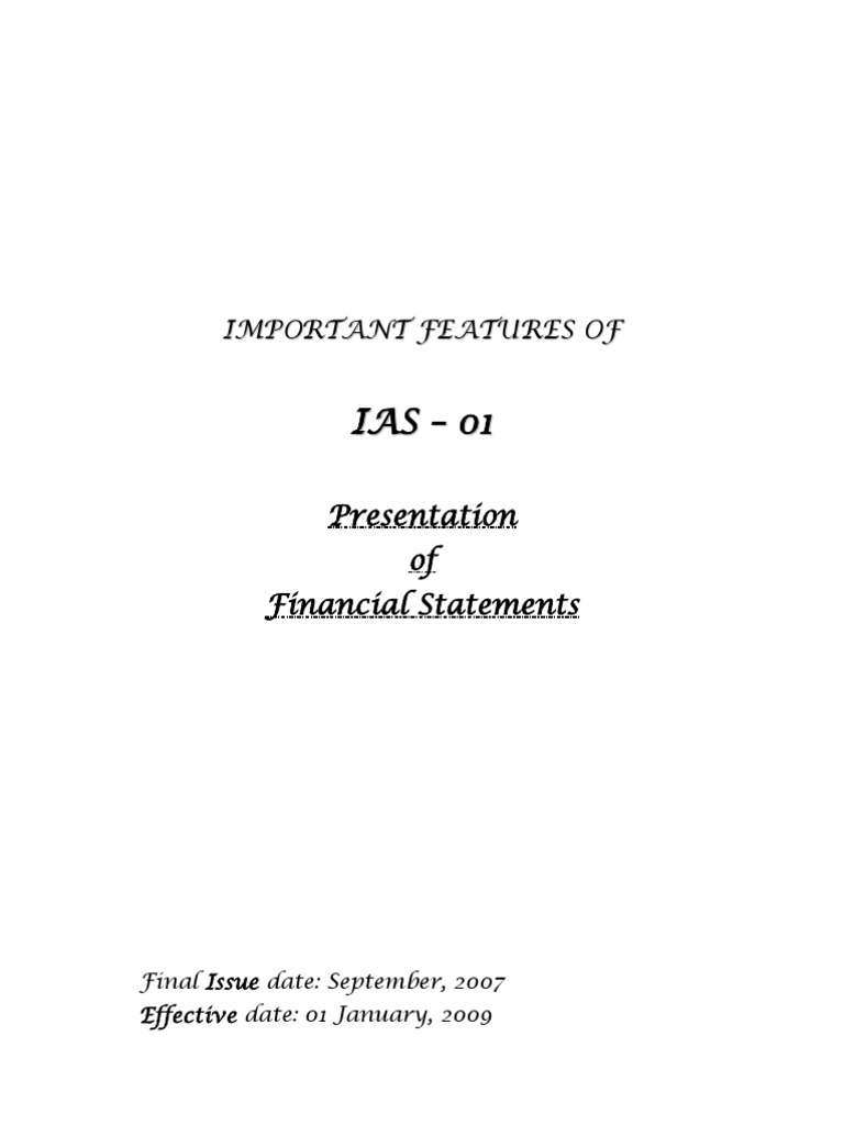 Important Features of IAS 1 PDF | PDF | International Financial ...