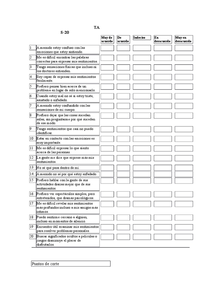 TAS20 Alexitimia | PDF