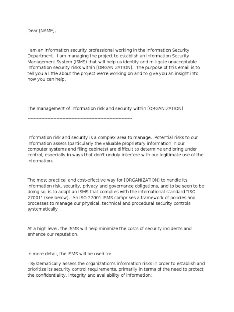 Isms Mail Draft For Internal Use | PDF | Information Security | Security