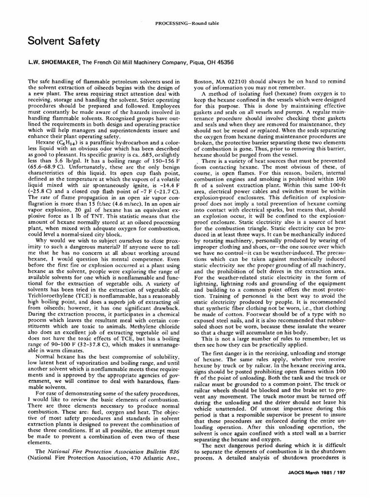 Hexane Safe Handling Tips PDF | PDF | Explosive Material | Flammability
