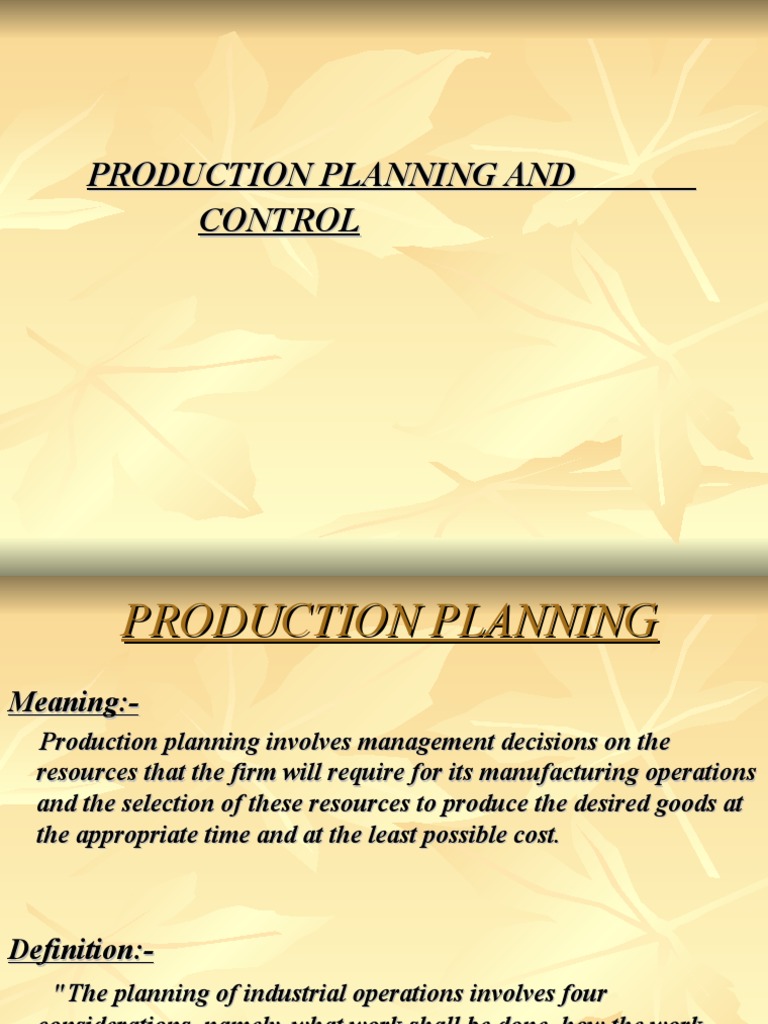 Production Planning & Control | PDF | Scheduling (Production Processes ...