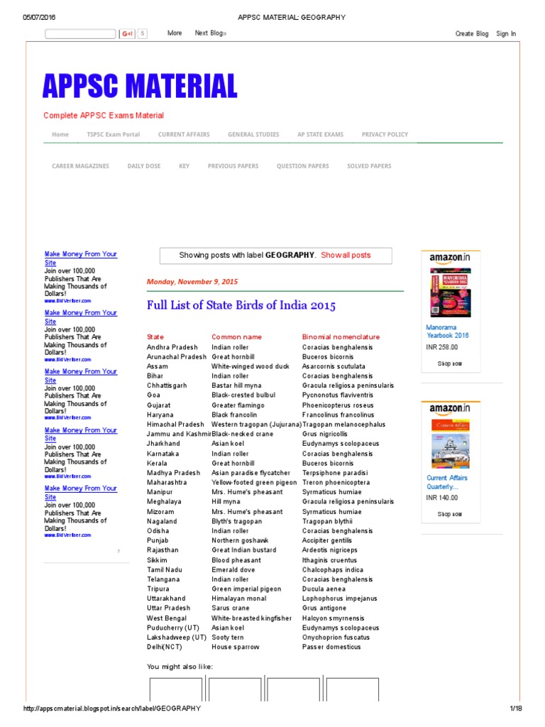 Appsc Material - Geography PDF | PDF | Nature