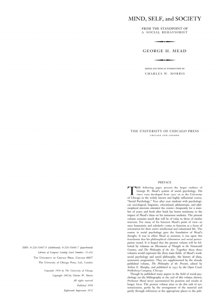 George Herbert Mead - Mind, Self and Society.pdf | Social Sciences ...