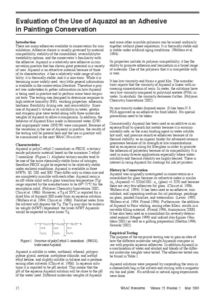 Aquazol Resin | PDF | Adhesive | Solution