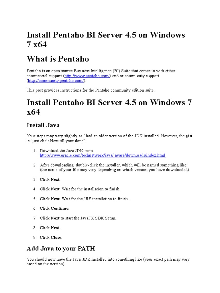 Install Pentaho BI Server 4 | PDF | Login | Microsoft Windows