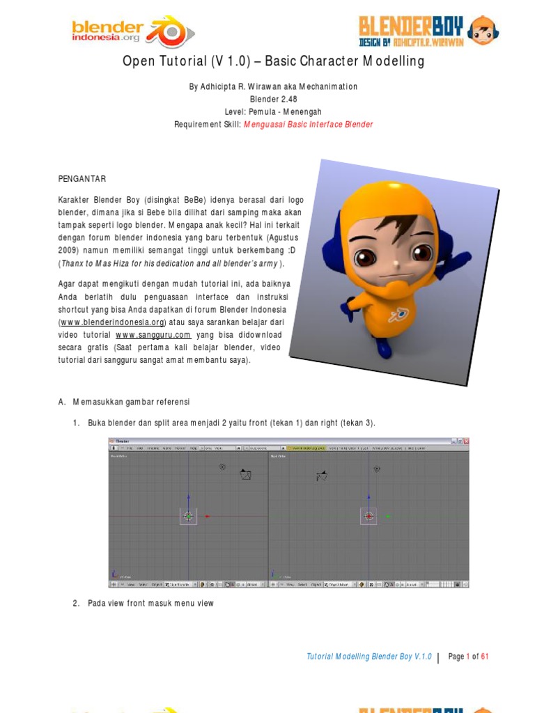 Tutorial Character Modelling Blender Boy v1.0 (Blender 2.49) | PDF ...