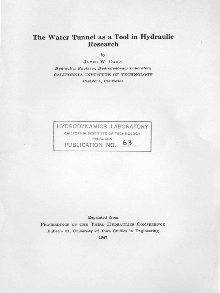 The Water Tunnel As A Tool in Hydraulic Research PDF | PDF | Wind ...