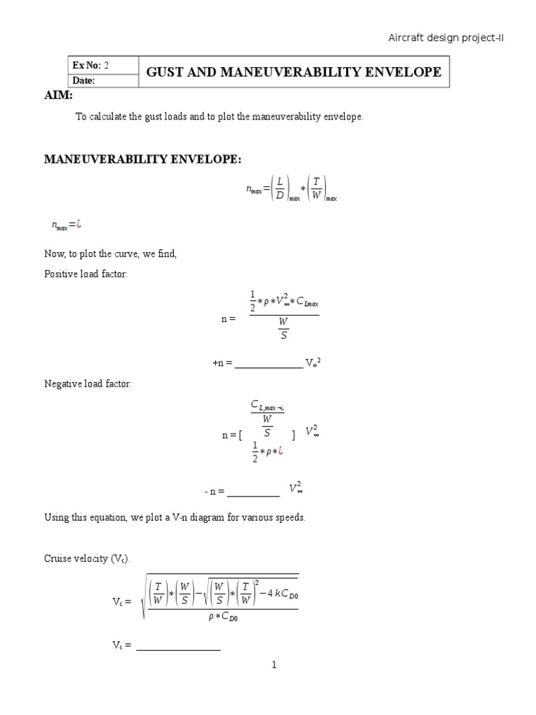 Gust and Maneuverability Envelope: L D T W N | PDF