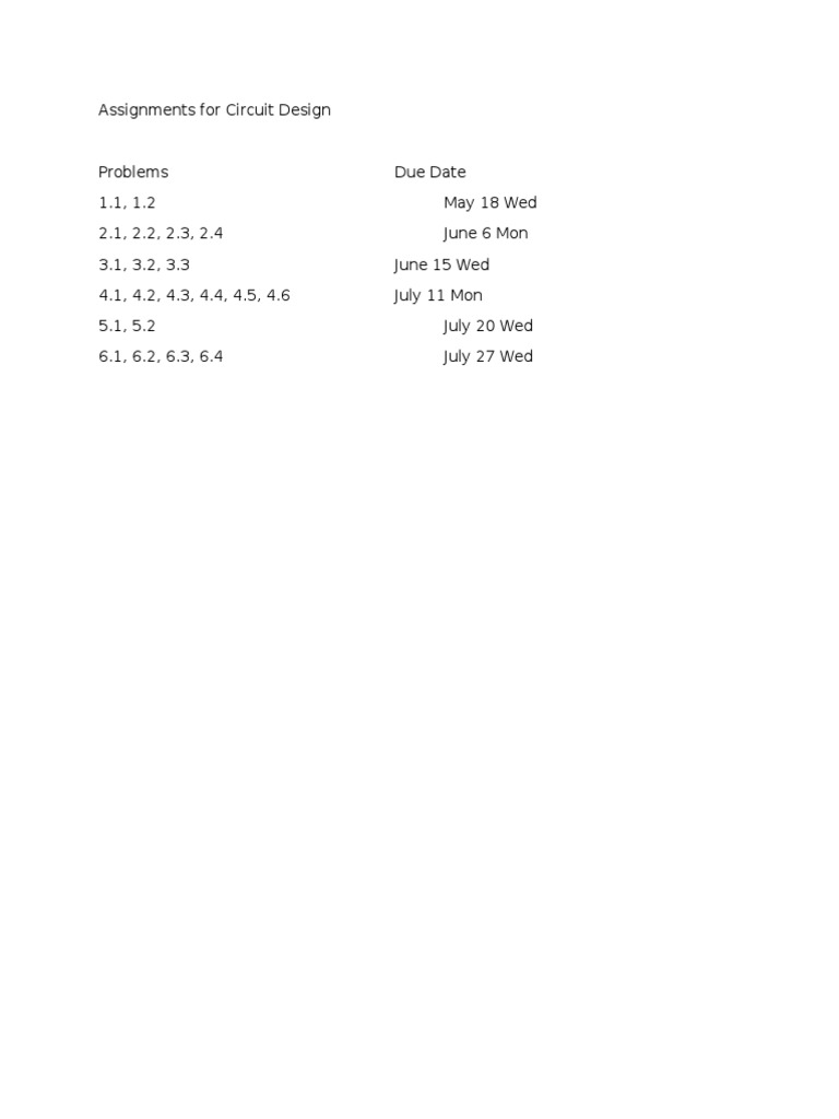 Assignments Due | PDF