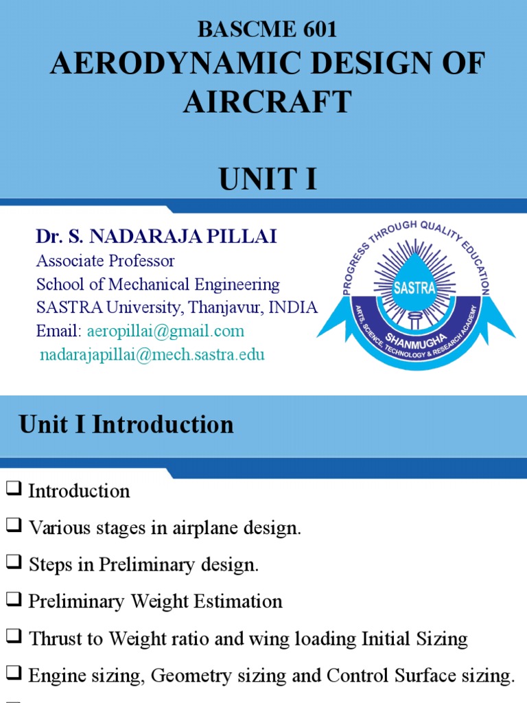 Aerodynamic Design of Aircraft Unit I: Bascme 601 | PDF