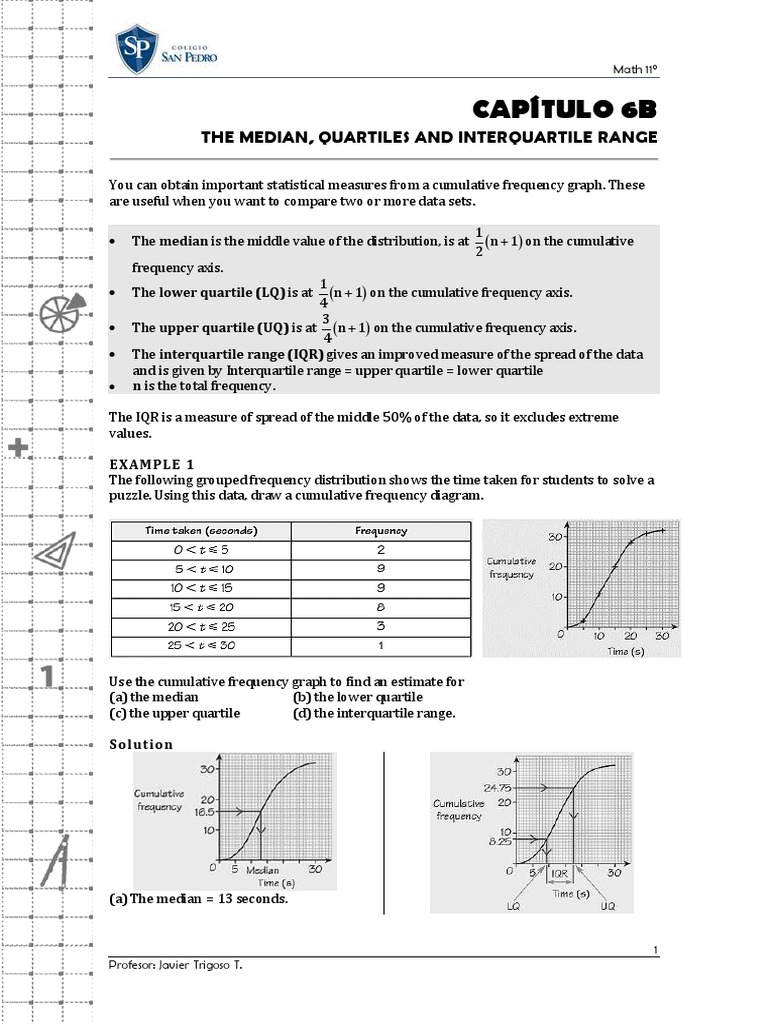 Cap 6B. The Median, Quartiles and Interquartile Range | PDF | Quartile ...