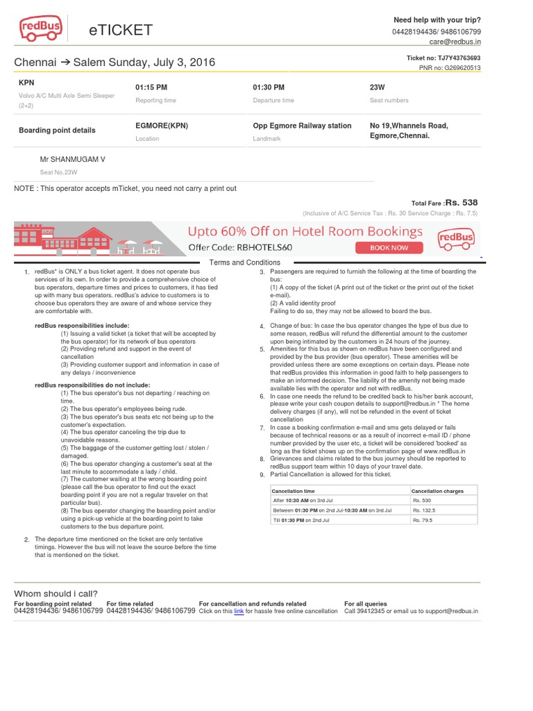 RedBus Ticket | Ticket (Admission) | Bus