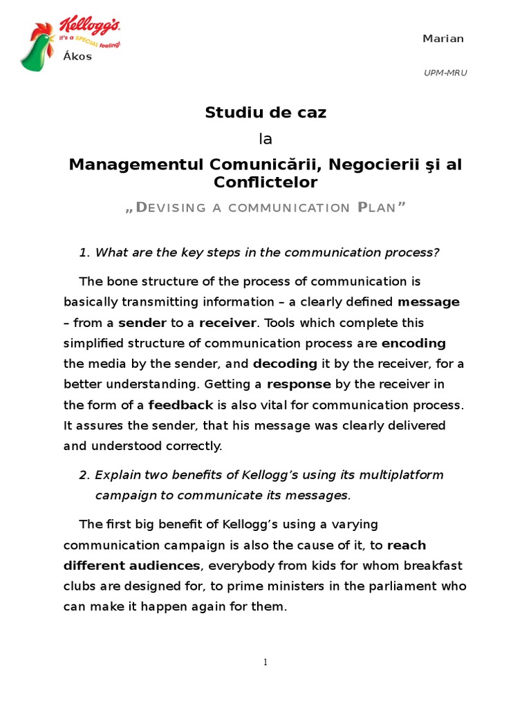 Kellogg's Case Study | PDF | Communication | Psychological Concepts