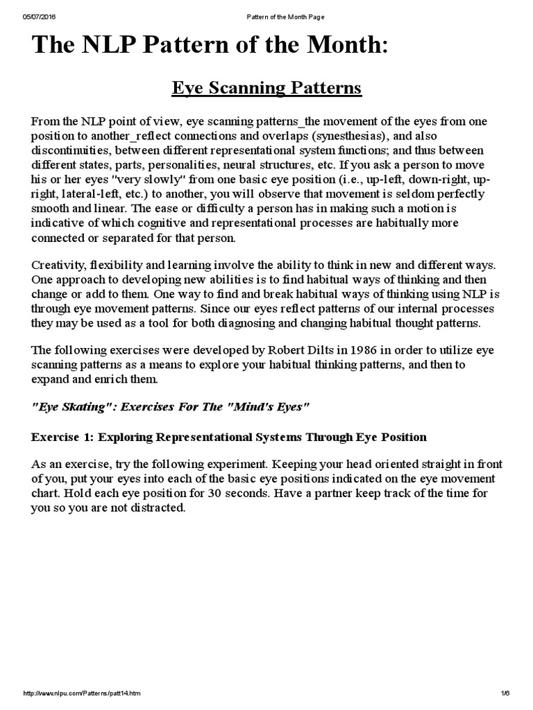 Patterns of Eye Movement | PDF | Thought | Consciousness