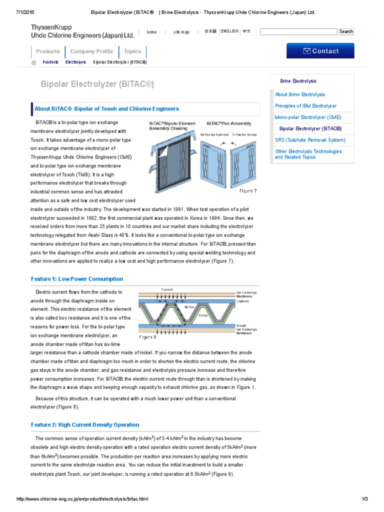 Bipolar Electrolyzer (BiTAC® - Brine Electrolysis - ThyssenKrupp Uhde ...