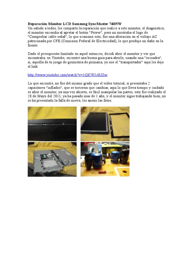 Reparación Monitor LCD Samsung SyncMaster 740NW | PDF