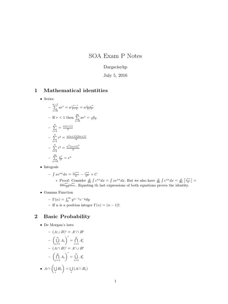 Soa Exam P | PDF | Probability Distribution | Probability Density Function