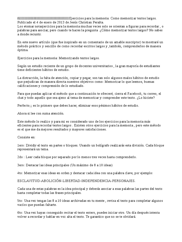 Memorizar Textos Largos | PDF | Science | Ciencia y Tecnología