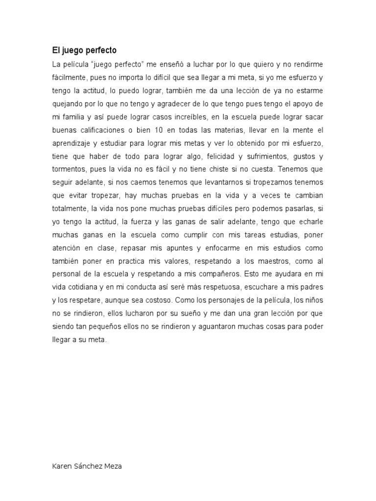 El Juego Perfecto