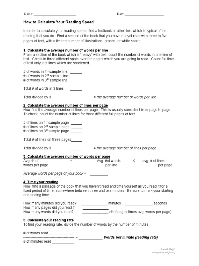 How To Calculate Your Reading Speed | PDF | Language Arts & Discipline ...