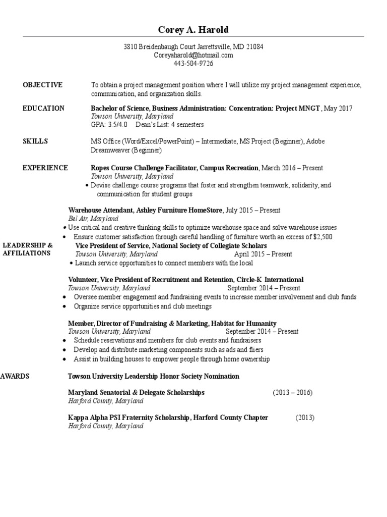 Corey A Harold Resume | PDF