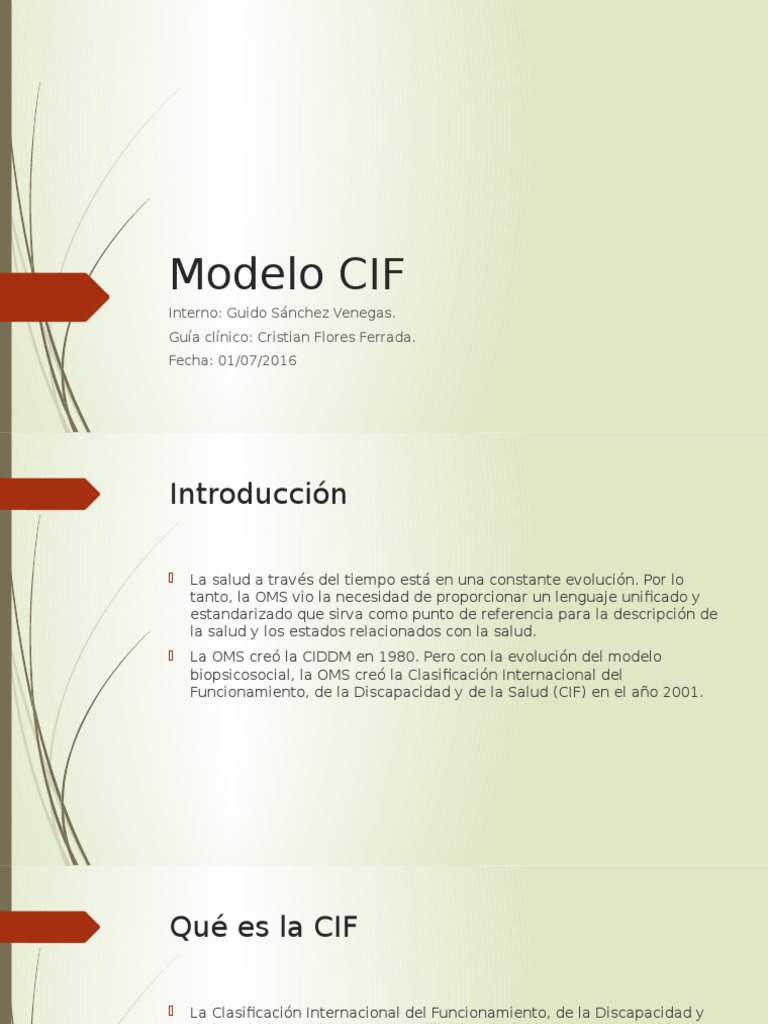 Modelo CIF | PDF | Invalidez | Ciencia cognitiva