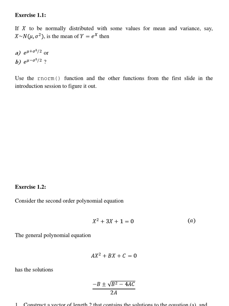R Exercises Starting with 'R' | PDF