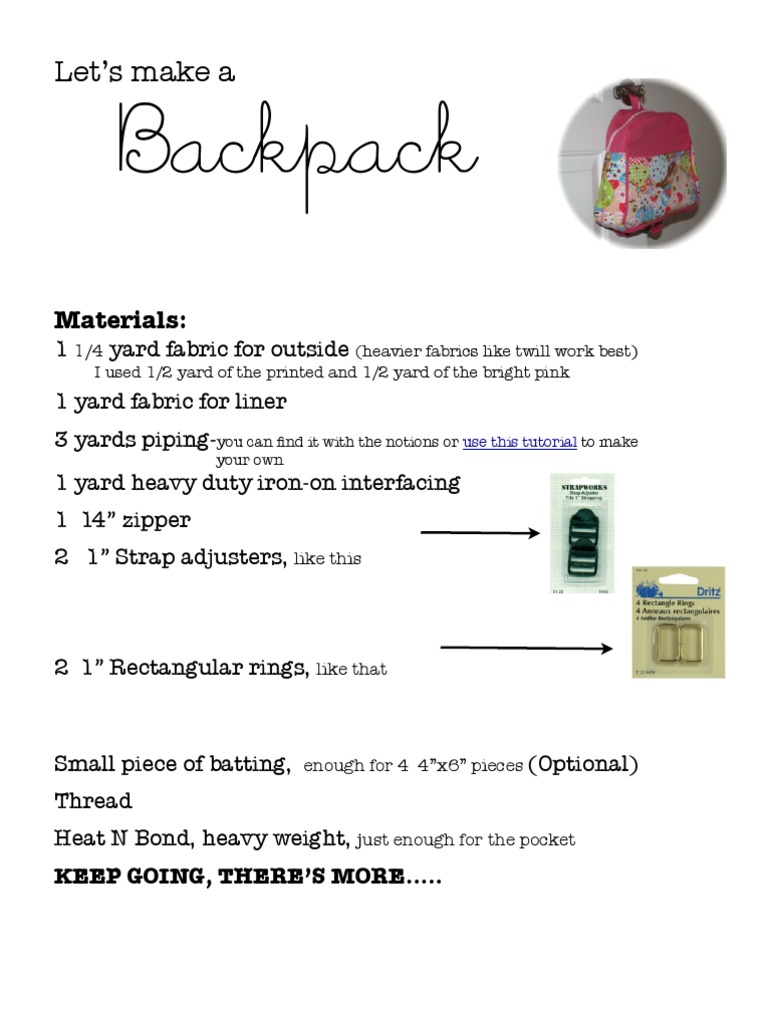 Backpack Tutorial 1 | PDF | Seam (Sewing) | Sewing