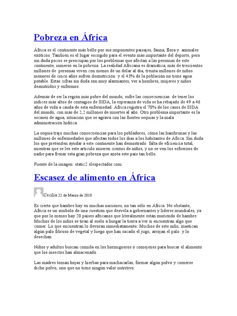 Pobreza en África | África | Pobreza