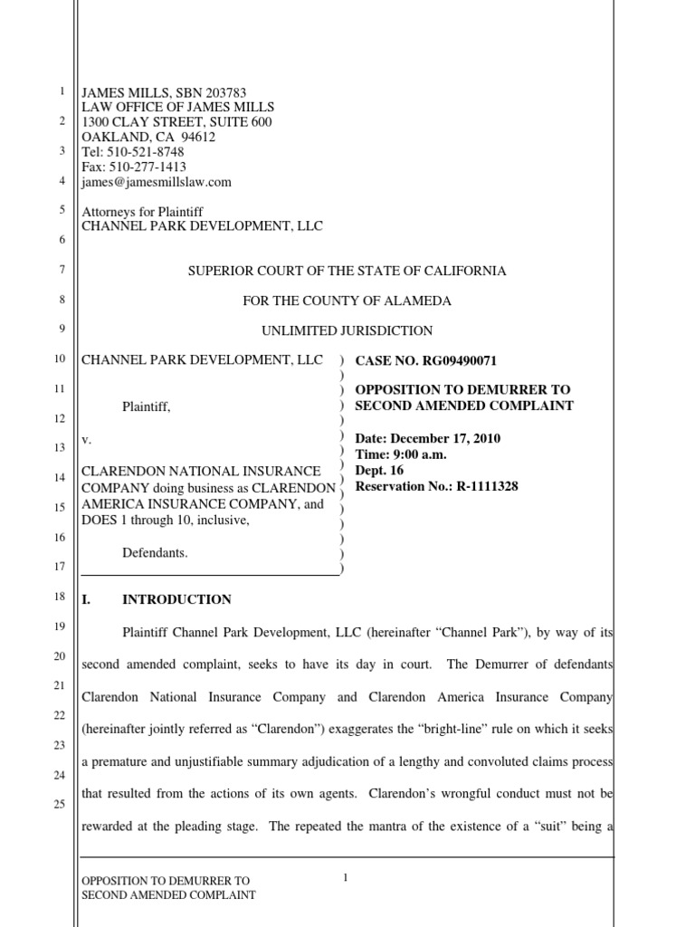 Opposition To Demurrer | PDF | Demurrer | Pleading