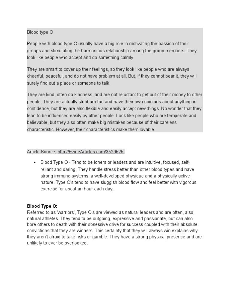 Blood Type Personality | PDF | Personality Type | Psychological Theories
