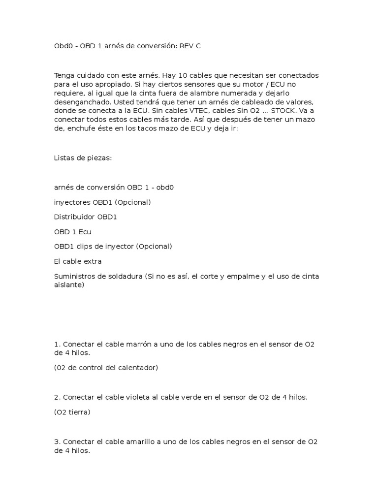 Obd0 To Obd1 Conversion | PDF | Enchufes y tomas de corriente alterna ...