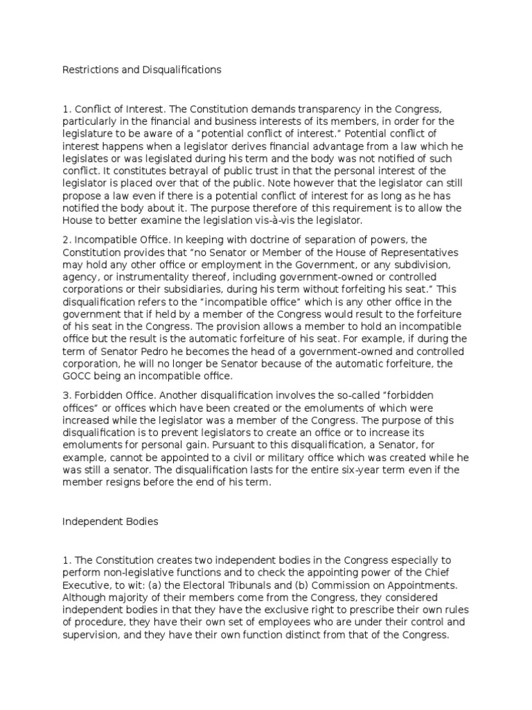 Difference Between Forbbiden Office and Incompatible Office | PDF ...