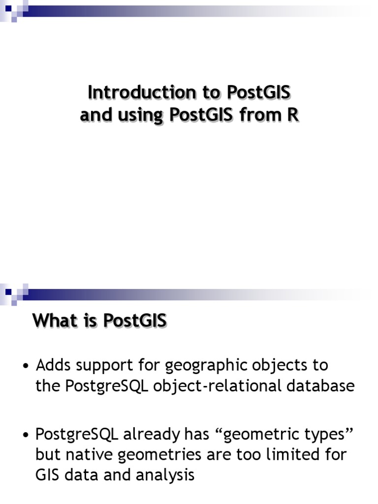 PostGIS INTRO | Download Free PDF | Computer Data | Data Management