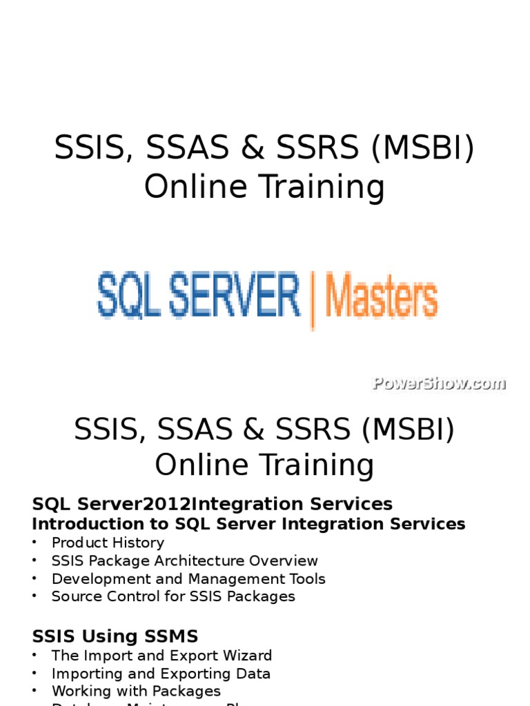 SSIS SSAS and SSRS MSBI - Pps | PDF | Computer Programming | Data ...