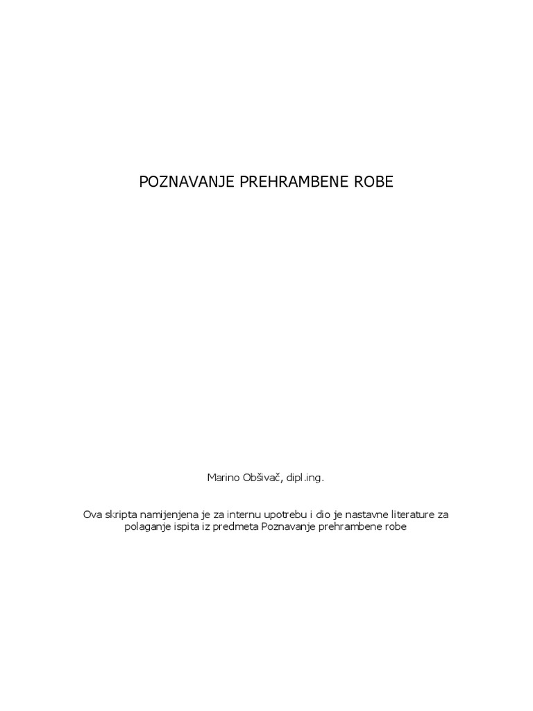 Poznavanje Prehrambene Robe | PDF