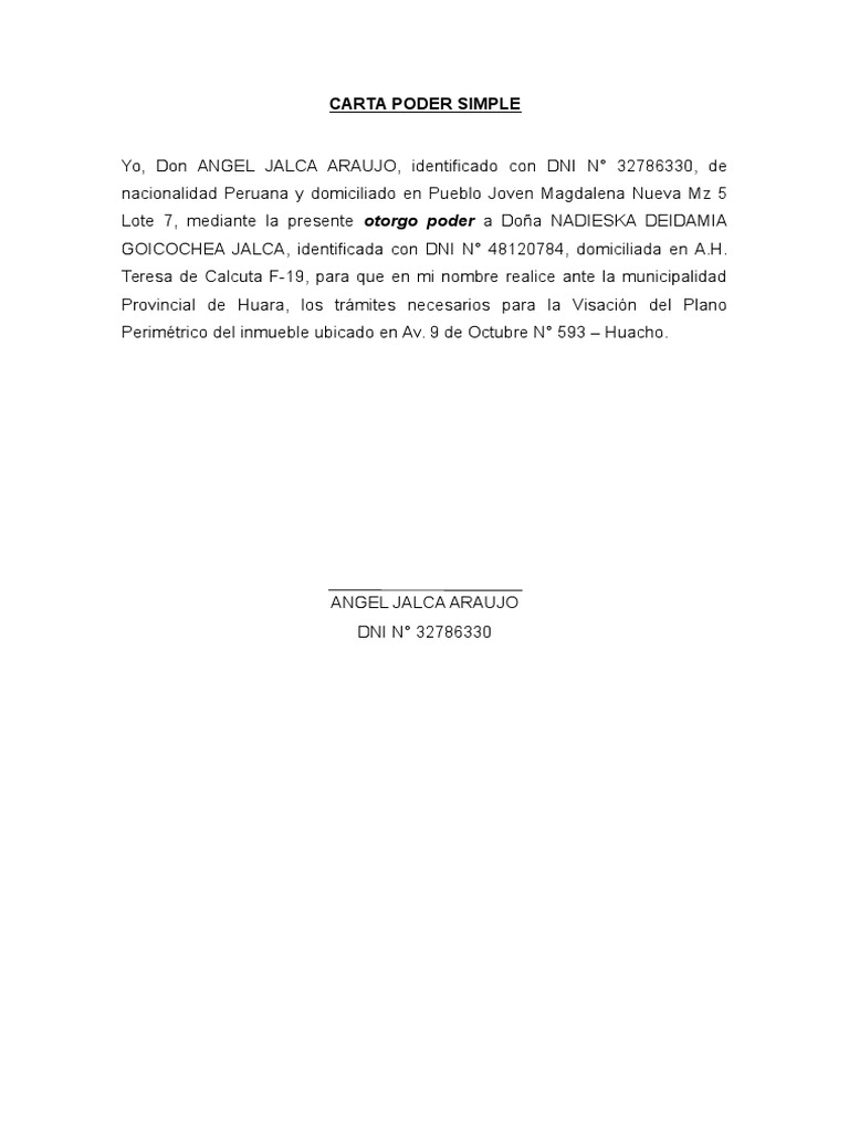 Carta Poder Simple | PDF